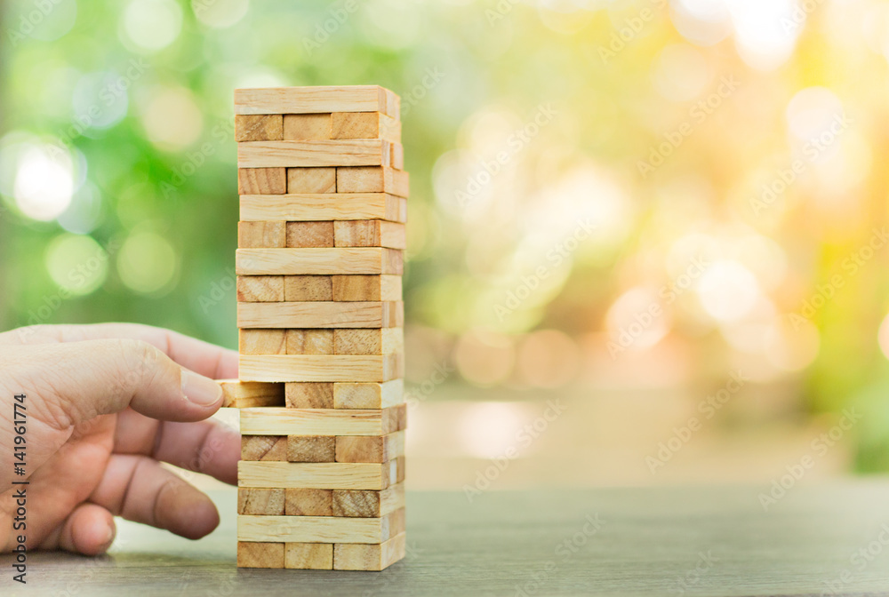 Wood blocks stack game ,Planning, risk and strategy, business ...
