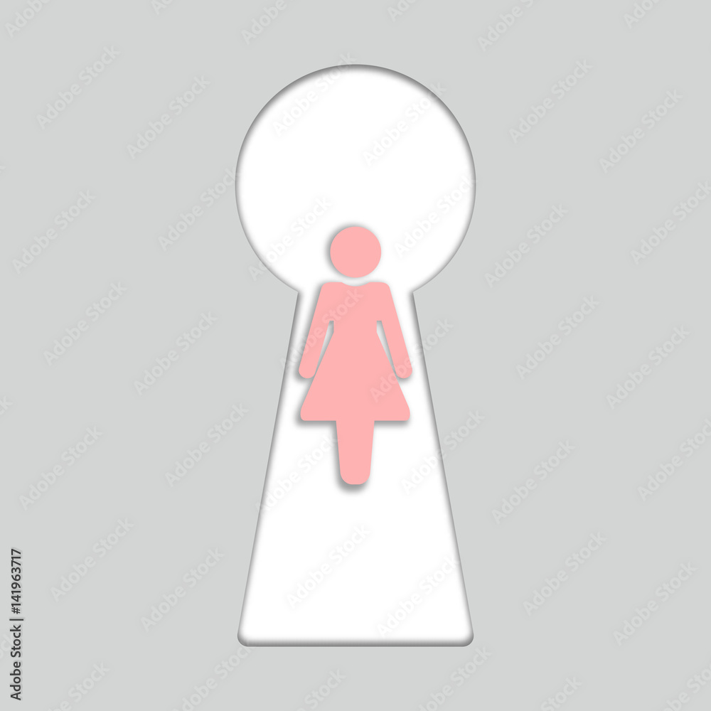 3d Keyhole vector icon. Peeping into the keyhole after a girl. Pry into ...
