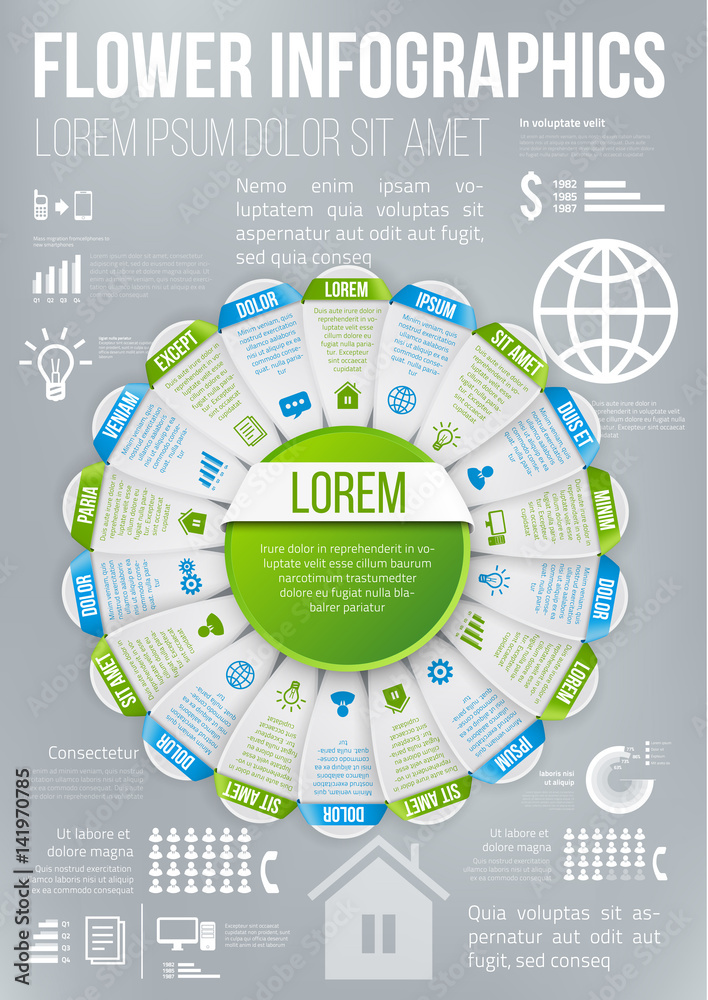 Flower style infographic chart options menu Stock Vector | Adobe Stock