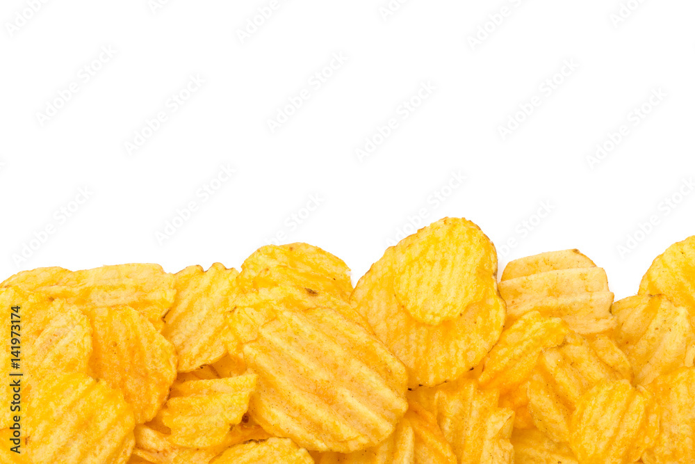 yellow potato chips isolated on white Stock Photo | Adobe Stock