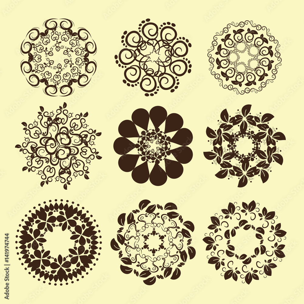 Flora calligraphy vector set vector de Stock | Adobe Stock