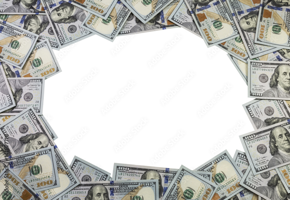 A frame made of 100 dollar bills on white background isolated Stock ...