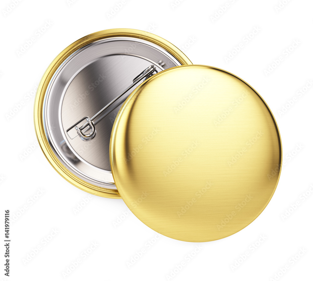 Gold badge pin brooch isolated on white mock-up. 3d rendering Stock ...