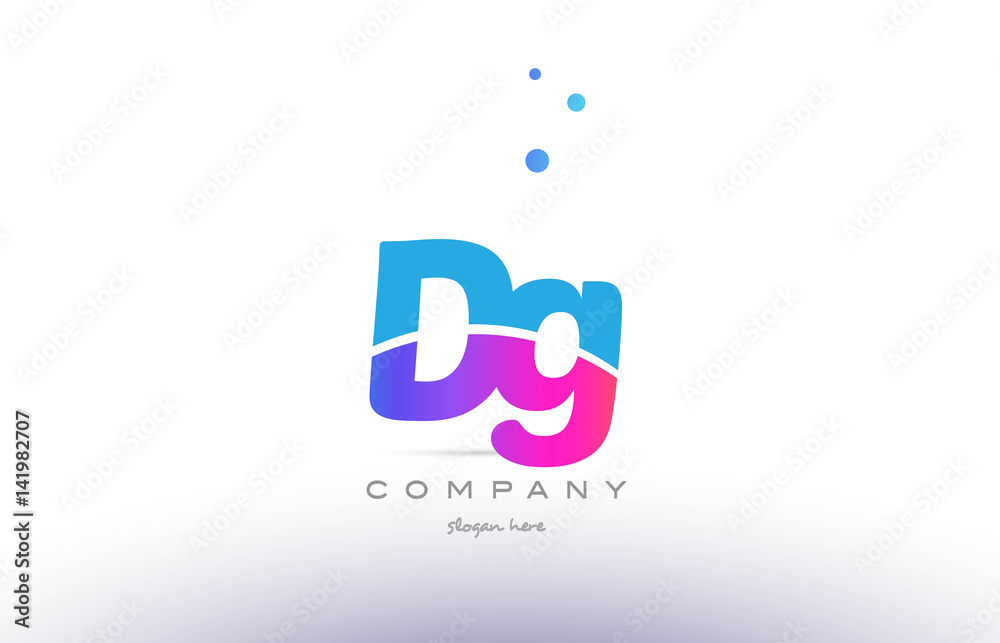 dg d g pink blue white modern alphabet letter logo icon template Stock ...