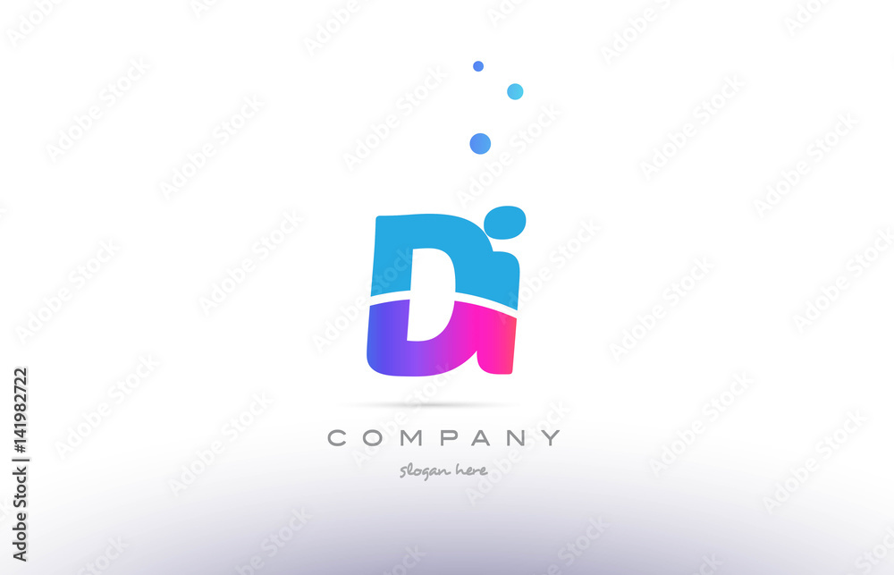 di d i pink blue white modern alphabet letter logo icon template Stock ...