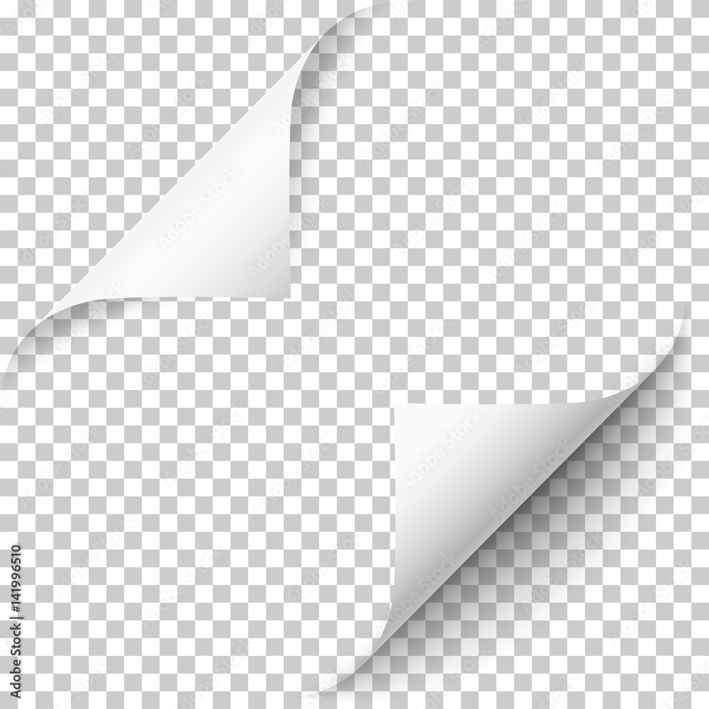 Vector realistic white paper corners set with soft shadow on ...