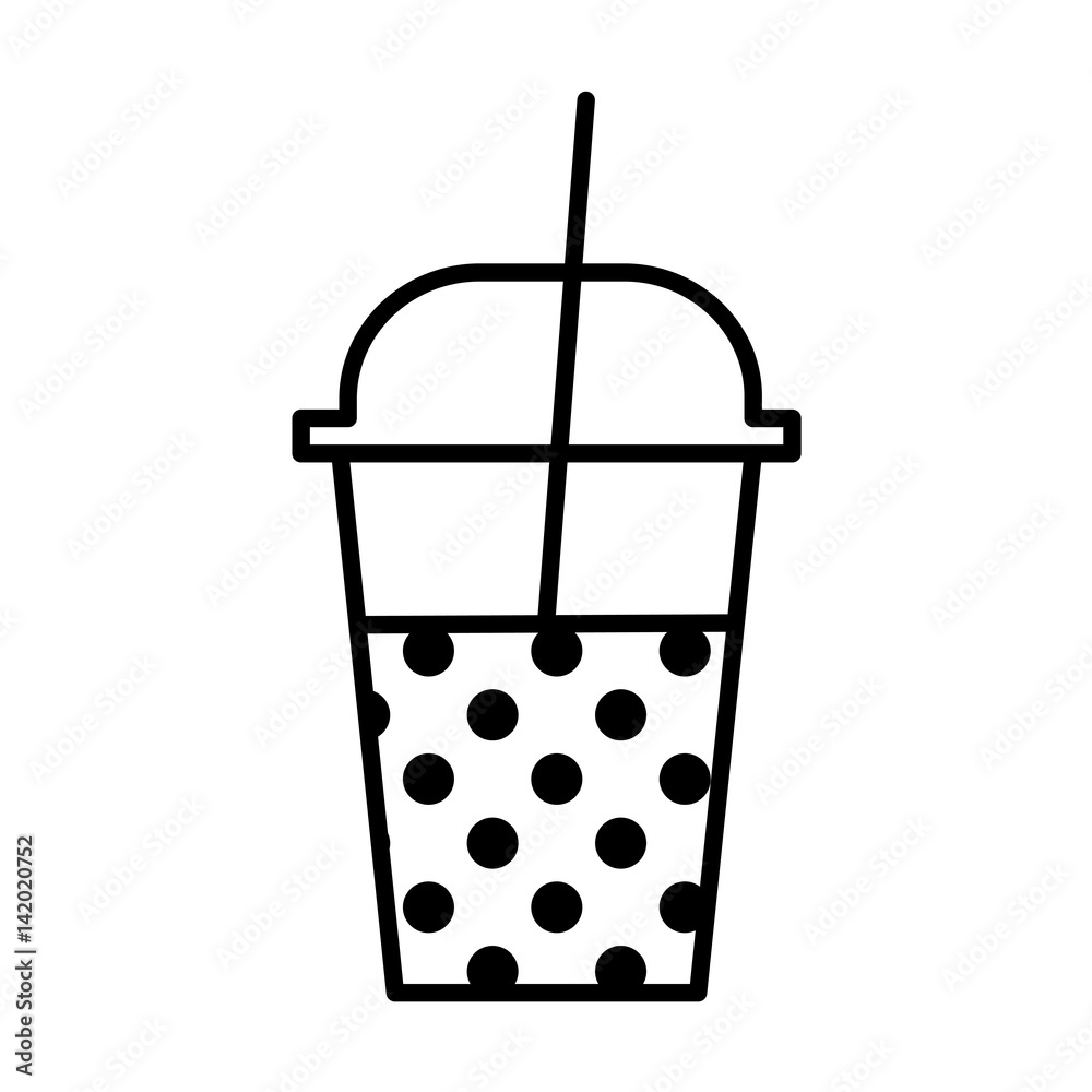 milkshake outline icon, refreshing beverage glass symbol, plastic cup ...