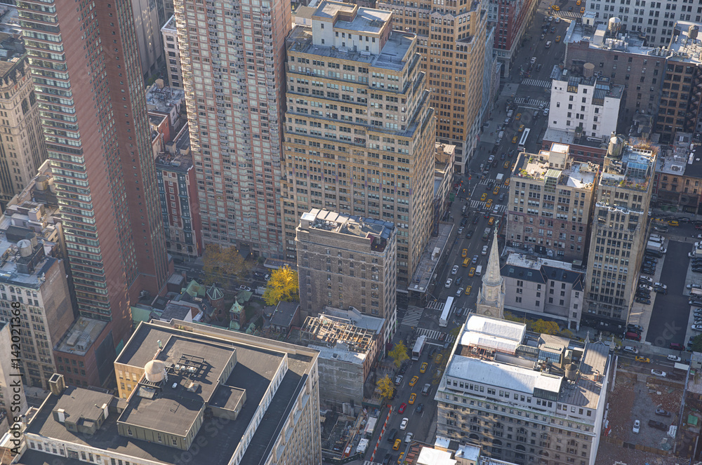 New York city, close up on buildings. Aerial view Stock Photo | Adobe Stock