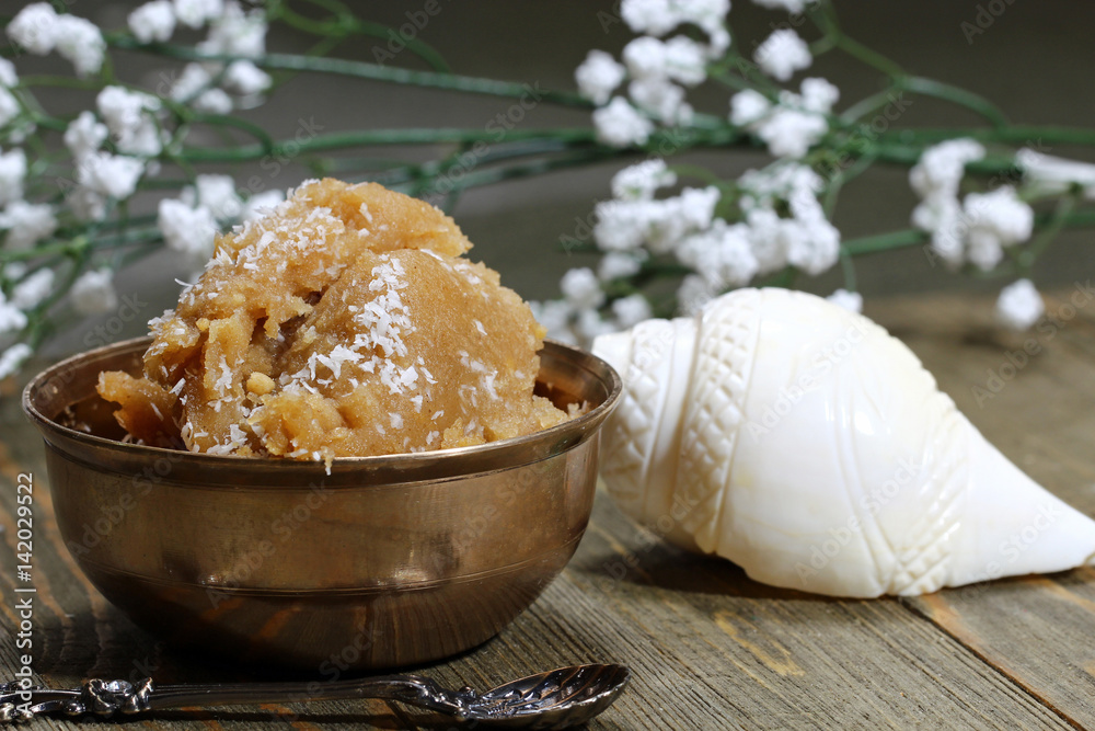 Whole wheat halwa Stock Photo | Adobe Stock
