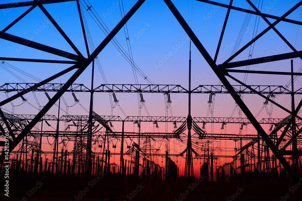 High voltage power grid Stock Photo | Adobe Stock