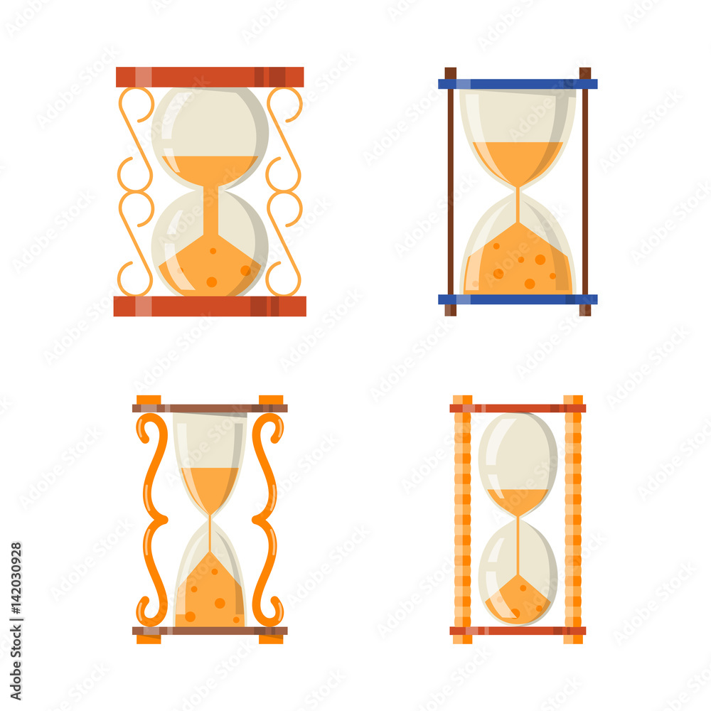 Sandglass icon time flat design history second old object and sand ...