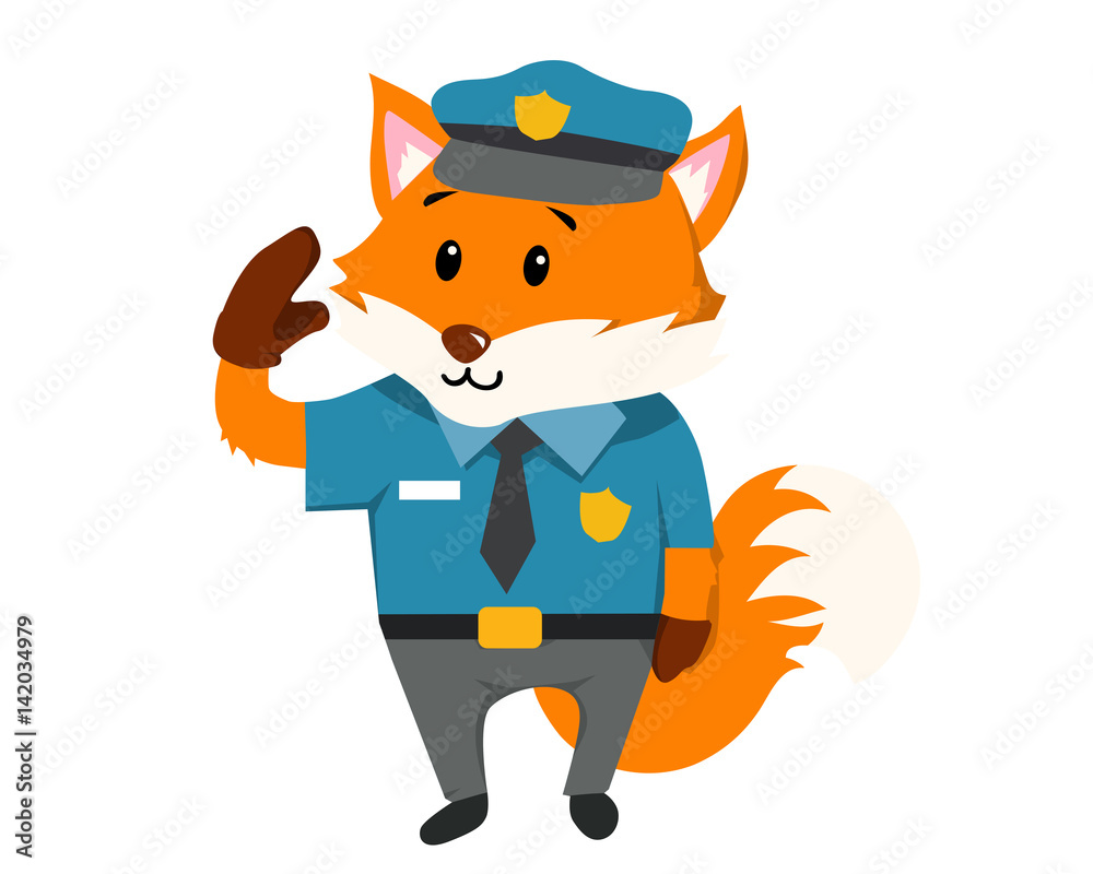 Cute Fox Police Illustration Suitable for Education, Card, T-Shirt ...