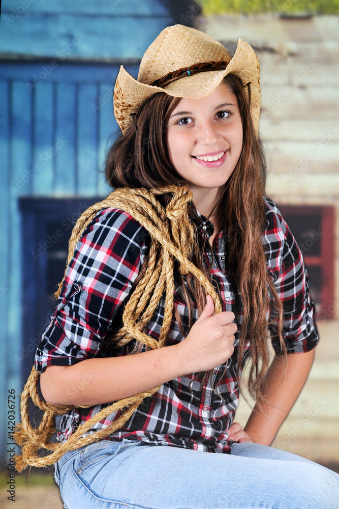 Cowgirl with a Rope Stock Photo | Adobe Stock