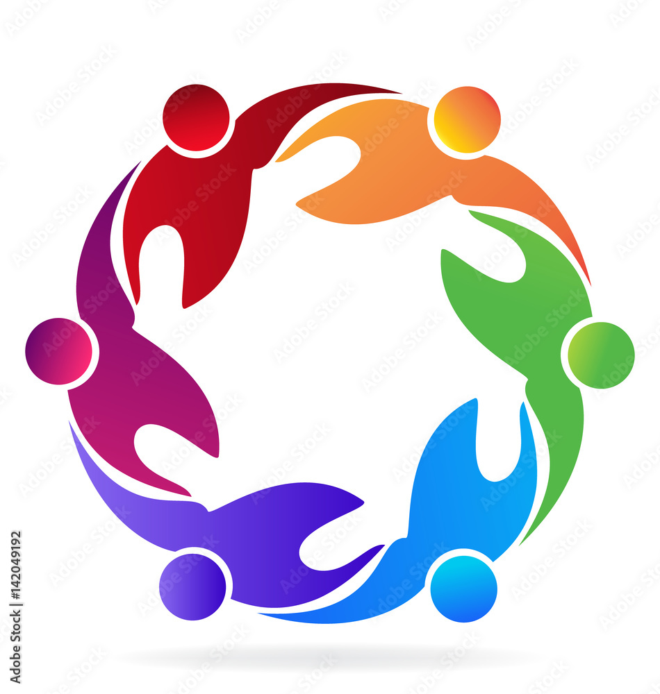 Teamwork hugging people logo Stock Vector | Adobe Stock