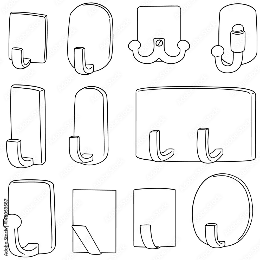 vector set of wall hooks Stock Vector | Adobe Stock