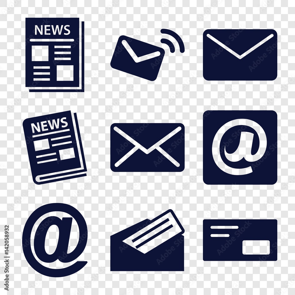 Set of 9 newsletter filled icons Stock Vector | Adobe Stock