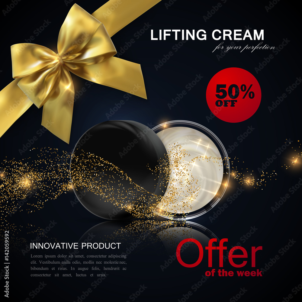 Lifting facial cream ads poster template. Stock Vector | Adobe Stock