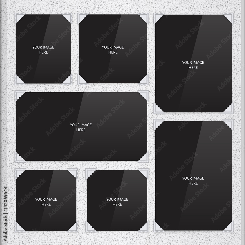 Page of photo album, with photo frames and corner. Stock Vector | Adobe ...