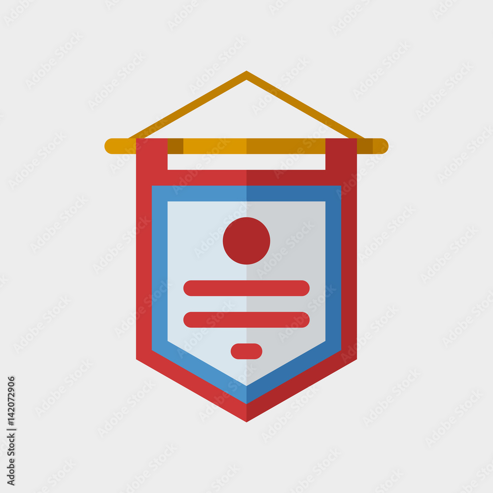Vector trophy champion flag flat icon winner gold award and victory ...