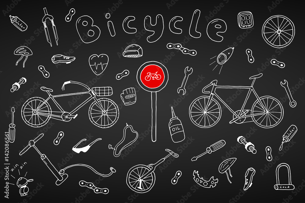 Bicycle collection in doodle style.Hand drawn Stock Vector | Adobe Stock