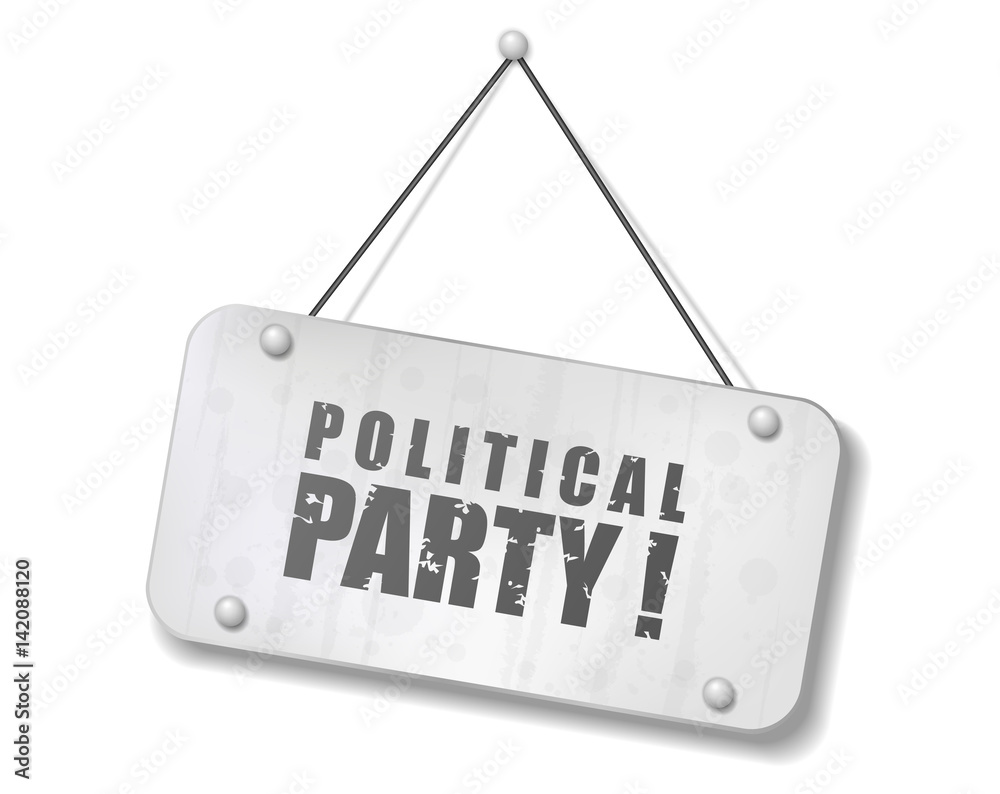 Vintage old chrome sign with Political party text, Vector Illustration ...