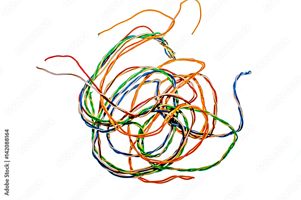 colored wires on a white background as a background Stock Photo | Adobe ...