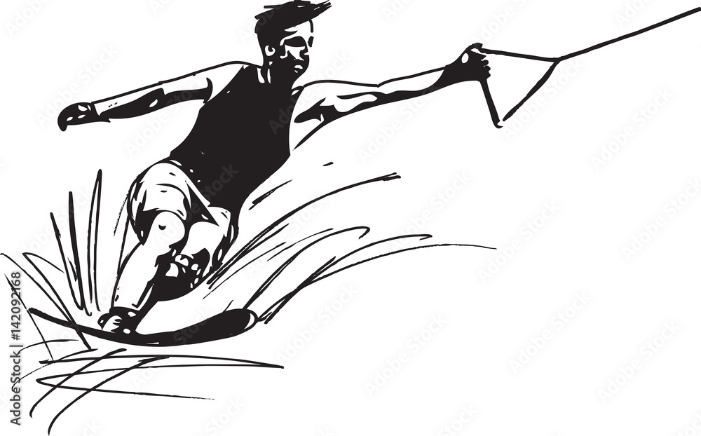 Water skiing illustration Stock Vector | Adobe Stock