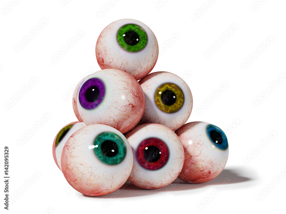 eyeball pyramid with realistic human eyes in different intense colours ...