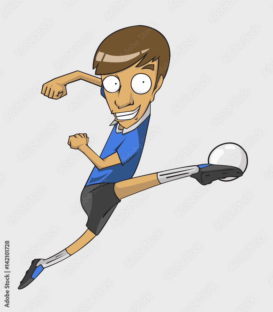 soccer player action kick the ball. cartoon vector and illustration ...