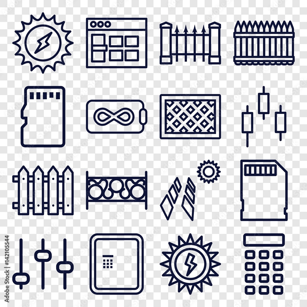 Set of 16 panel outline icons Stock Vector | Adobe Stock