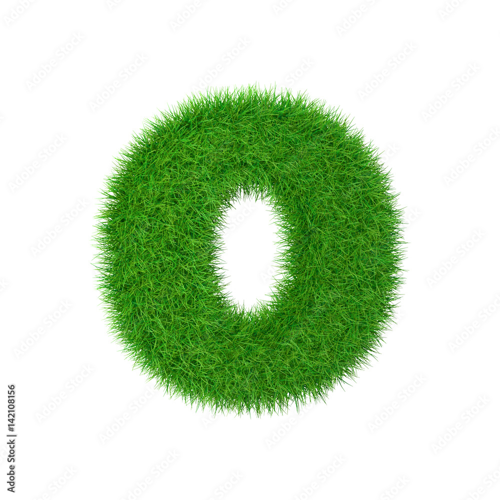 Grass letter O isolated on white, 3d illustration. Stock Illustration ...