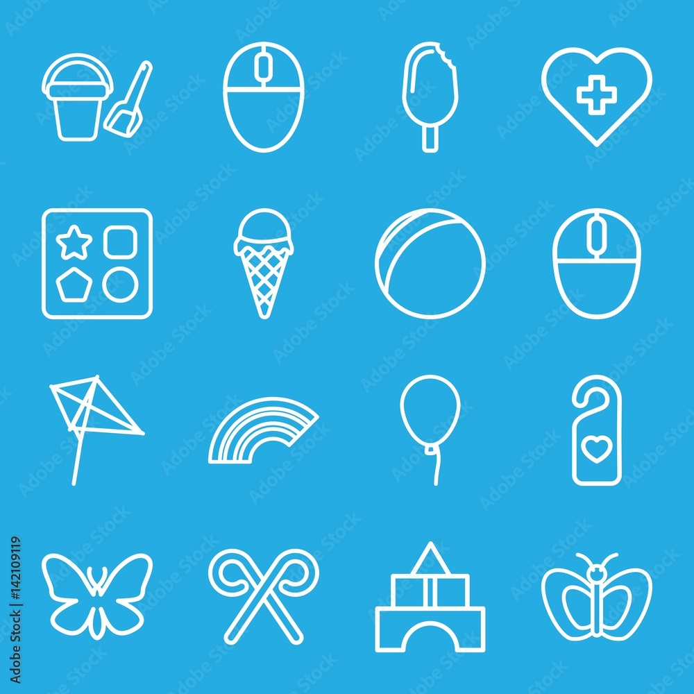 Set of 16 colorful outline icons Stock Vector | Adobe Stock