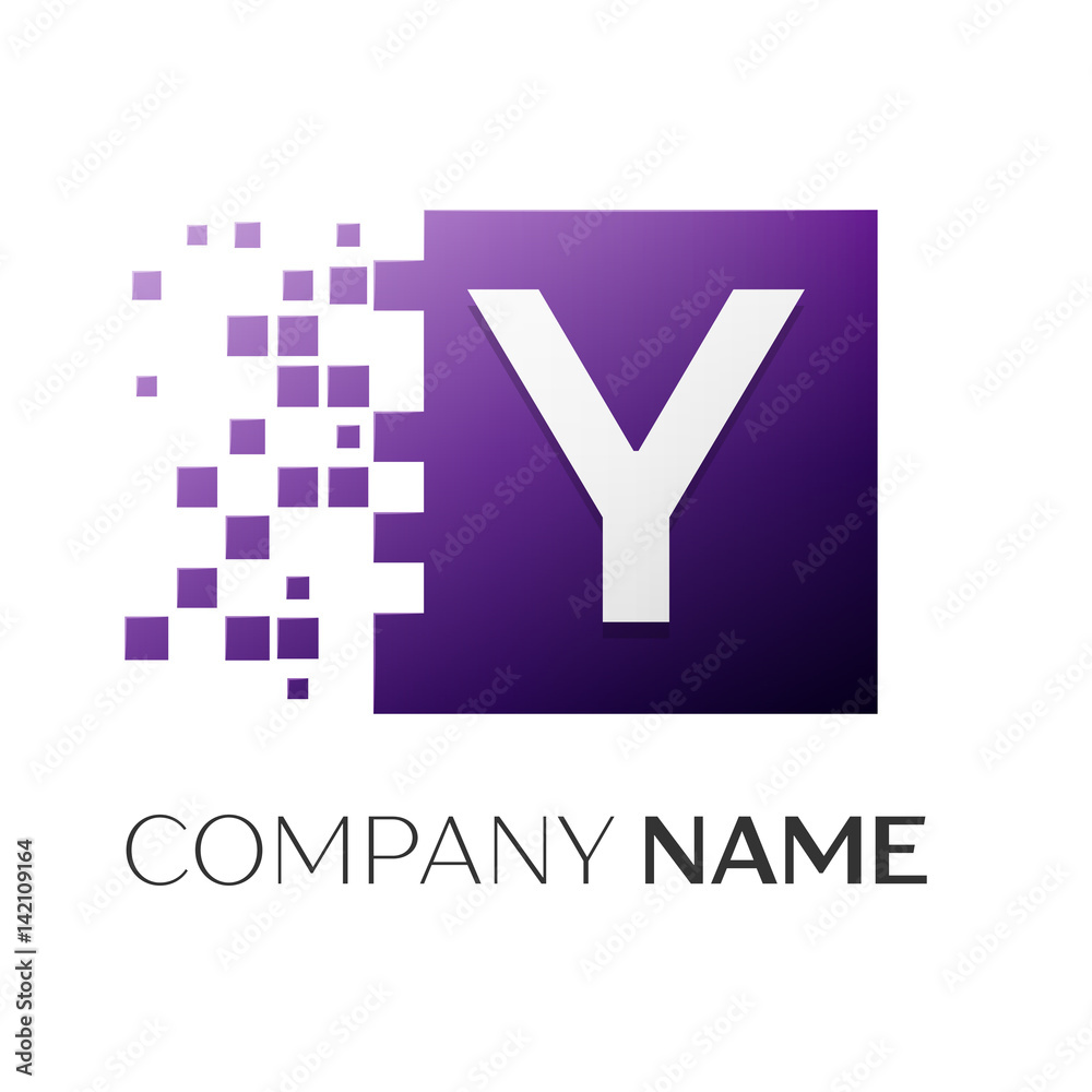 Letter Y vector logo symbol in the colorful square with shattered ...