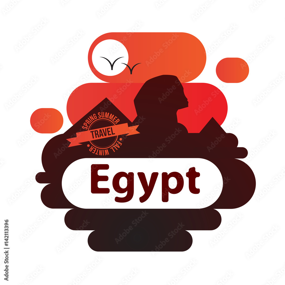 Pyramid and Sphinx The symbols of Cairo. Welcome to Egypt concept ...