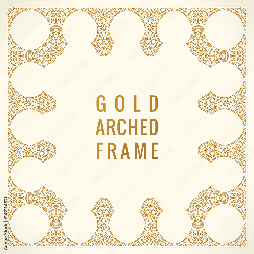 Eastern vintage arch card. Arabic ornament floral frame. Template ...
