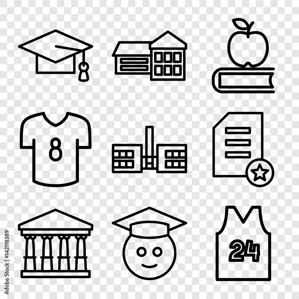 Set of 9 college outline icons Stock Vector | Adobe Stock