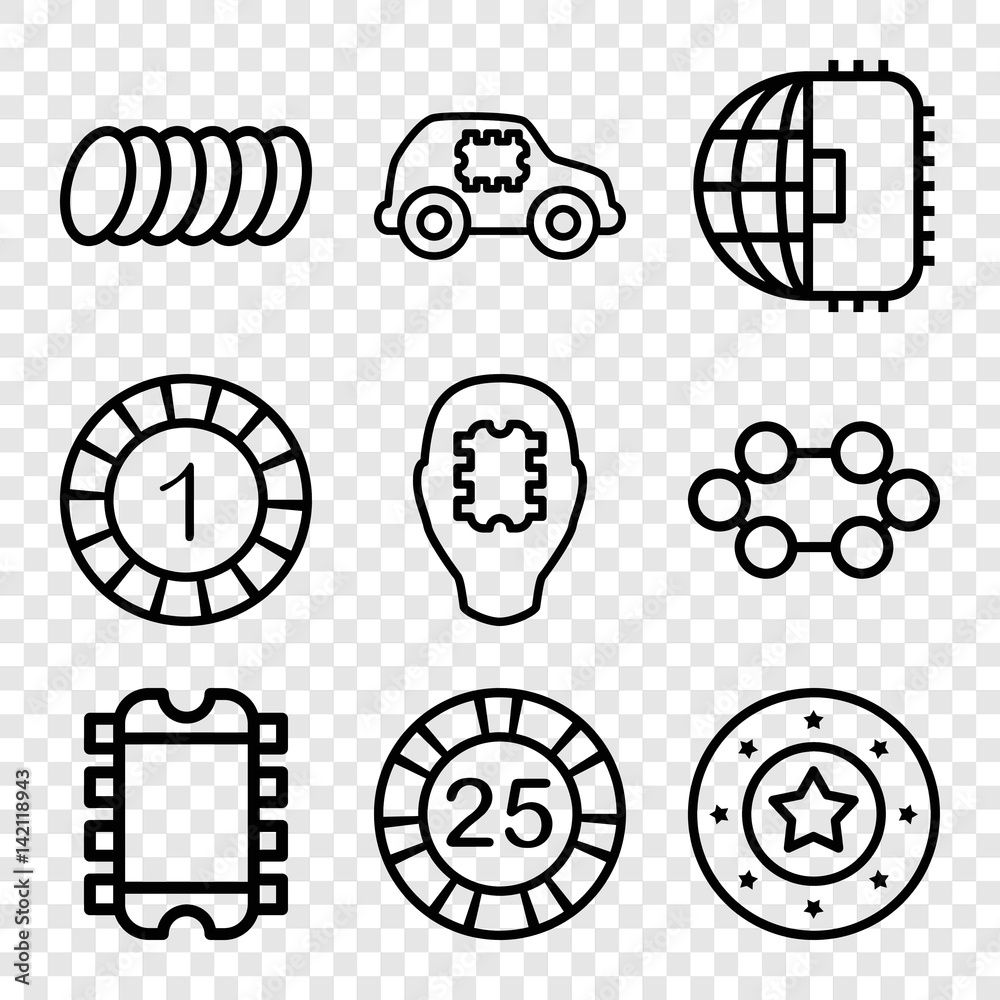 Set of 9 chip outline icons Stock Vector | Adobe Stock