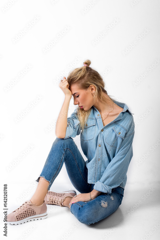 Sad girl depressed grievance and sadness Stock Photo | Adobe Stock