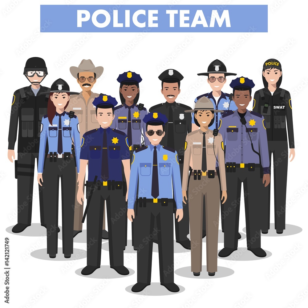 Police people concept. Detailed illustration of SWAT officer, policeman ...