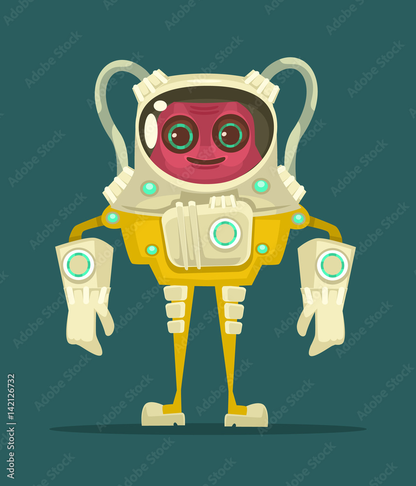 Ufo smiling alien character. Vector flat cartoon illustration Stock ...