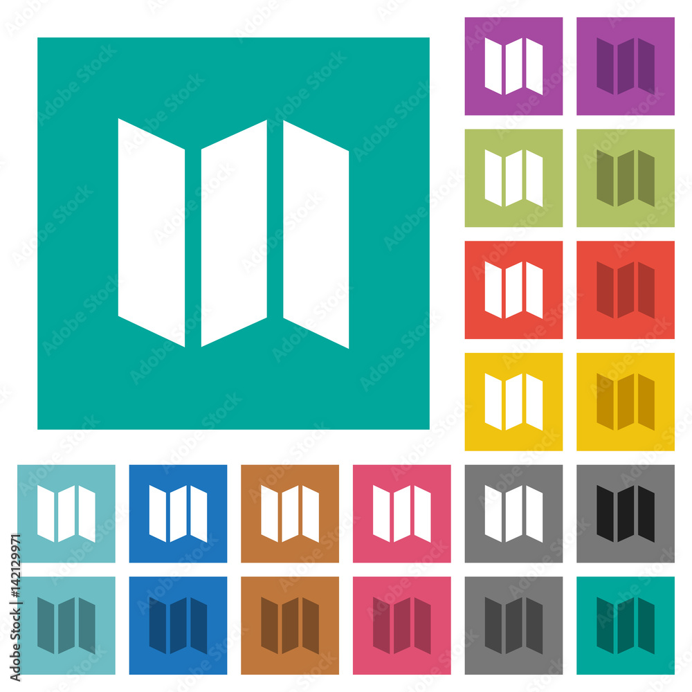 Collapsible map square flat multi colored icons Stock Vector | Adobe Stock