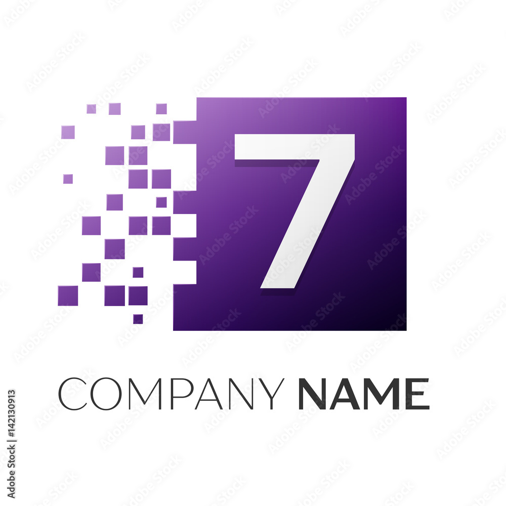 Number seven vector logo symbol in the colorful square on white ...