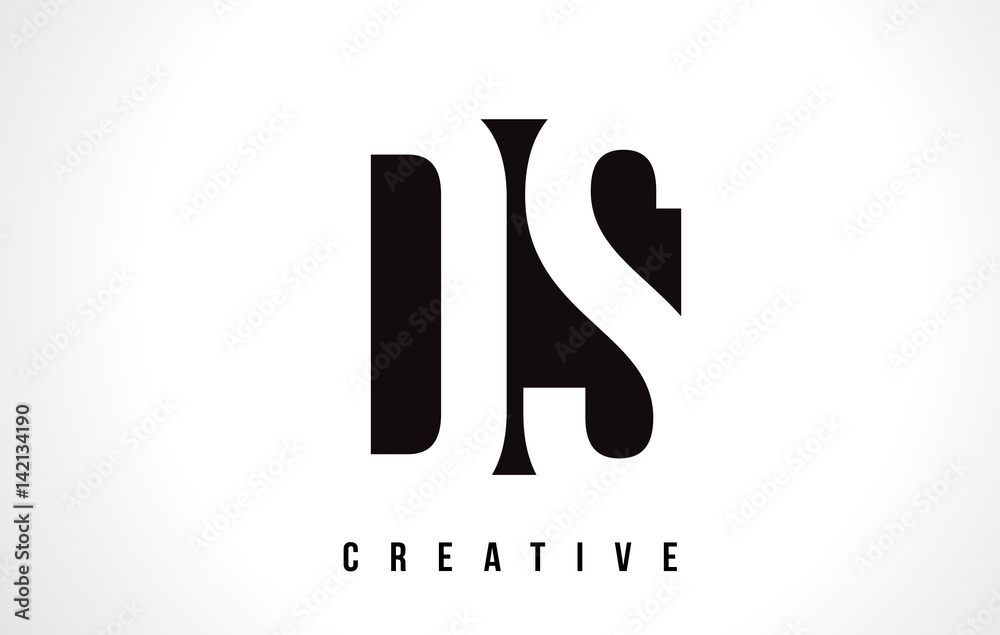 DS D S White Letter Logo Design with Black Square. Stock Vector | Adobe ...
