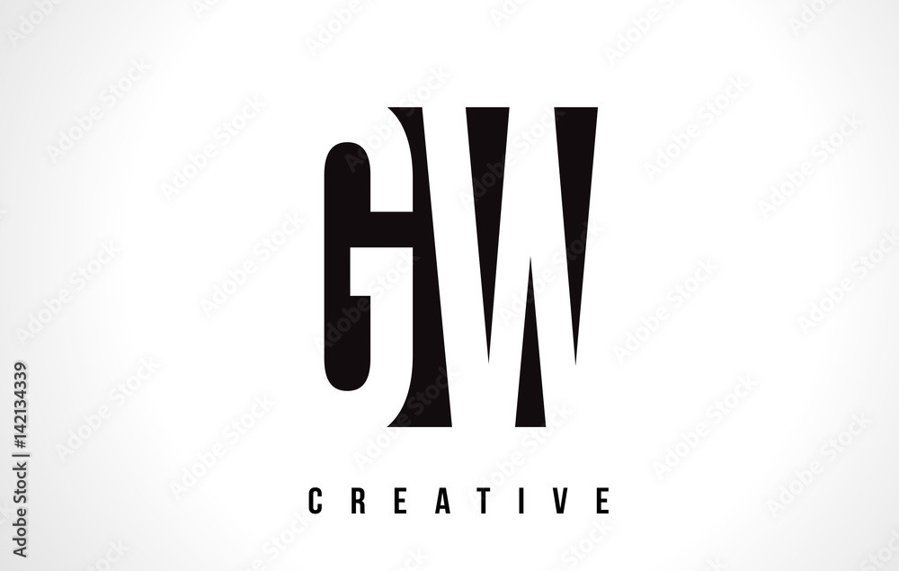 GW G W White Letter Logo Design with Black Square. Stock Vector | Adobe ...