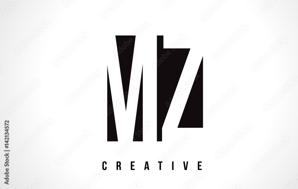 MZ M Z White Letter Logo Design with Black Square. Stock Vector | Adobe ...