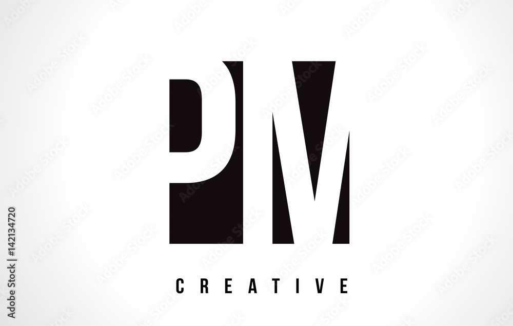 PM P L White Letter Logo Design with Black Square. Stock Vector | Adobe ...