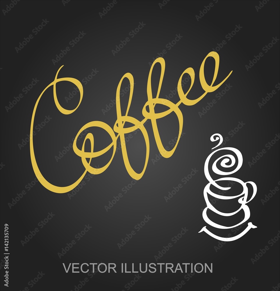 Vector lettering hand written coffee text. Calligraphy design font for ...