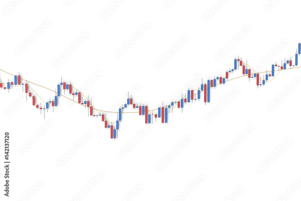 Stock market chart with trend lines 3D rendering isolated on white ...