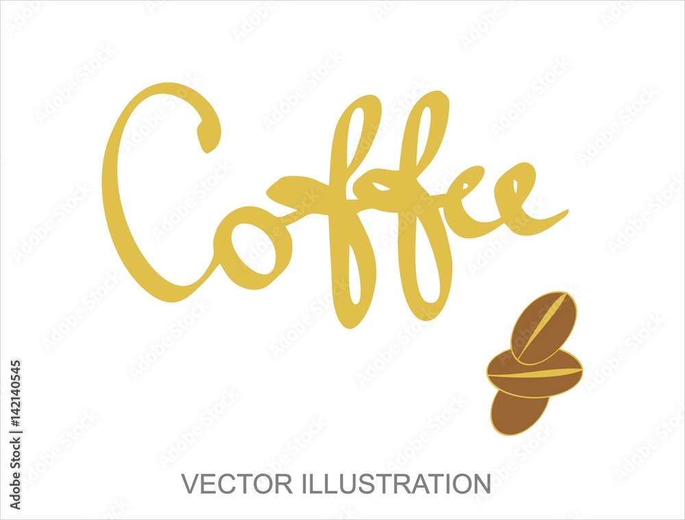 Vector lettering hand written text as "Coffee". Calligraphy design font ...