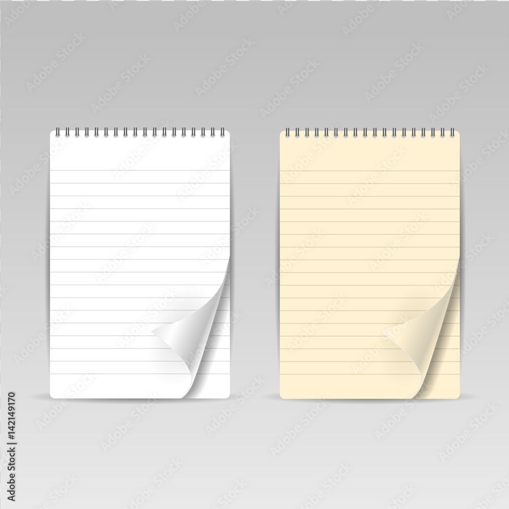 Vector realistic isolated spiral notepad on the gray background. Stock ...